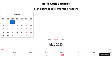 React Awesome Calendar Examples CodeSandbox React Awesome Calendar Examples CodeSandbox