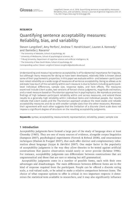 Pdf Quantifying Sentence Acceptability Measures Reliability €¦ · Test Retest Reliability
