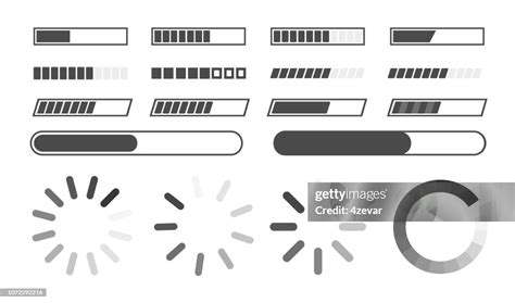 Loading Bar Icons Set Load Progress Indication Vector High-Res Vector Graphic - Getty Images