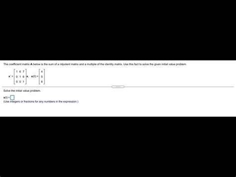 Solved The Coefficient Matrix A Below Is The Sum Of A