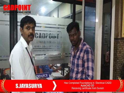 Certificate S Jayasurya Successfully Completed Autocad 2d Receving From Certificate N Suresh