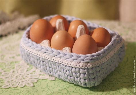 Вяжем пасхальную корзинку из трикотажной пряжи. Часть 2: Мастер-Классы ...