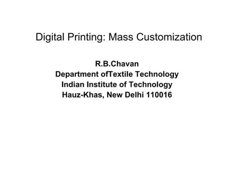 1 Digital Printing Mass Customization Ppt