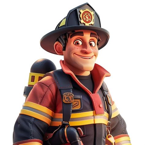 Premium Photo A Fireman Wearing A Firefighter Uniform With A Firefighter Hat