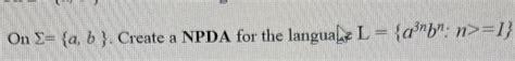 Solved DRAW On Σ a b Create a NPDA for the langual Chegg com