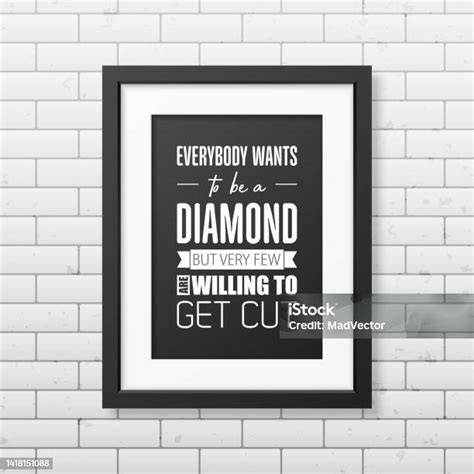 벡터 빈티지 타이포그래피 인용문 벽돌 벽 배경에 간단한 현대 검은 나무 프레임 보석 다이아몬드 스파클 유대인 개념 동기 부여 영감 포스터 타이포그래피 레터링 개념에 대한