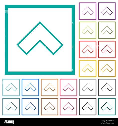 Top Angle Arrow Outline Flat Color Icons With Quadrant Frames On White Background Stock Vector