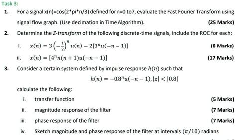 Task3 1 For A Signalxncos2pin3defined For N0 To7evaluate The Fast Fourier Transform Using Signal