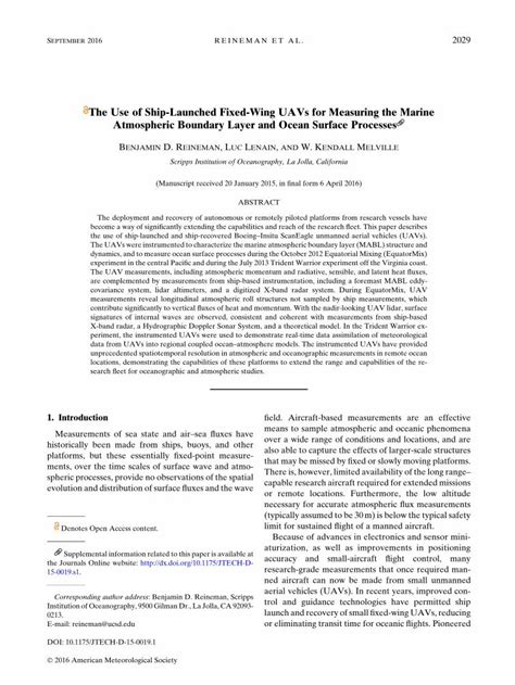 Pdf The Use Of Ship Launched Fixed Wing Uavs For Measuring …airsea