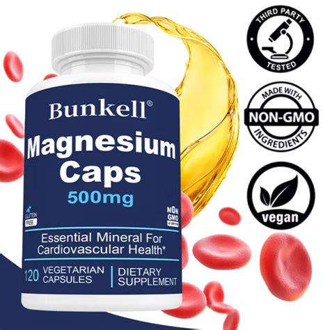 Magnesium Capsules 500mg Essential Mineral For Cardiovascular Health £7