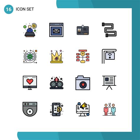Flat Color Filled Line Pack Of 16 Universal Symbols Of Sprint Arrows Card Agile Heating Editable