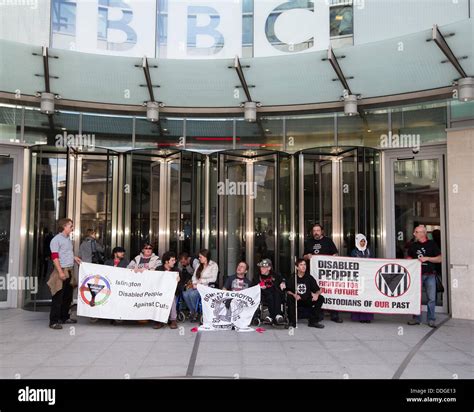 London Uk 2nd Sep 2013 Dpac Stage A Sitdown Protest Outside The Bbc In Langham Place To
