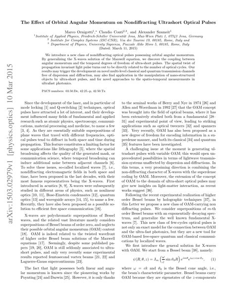 Pdf The Effect Of Orbital Angular Momentum On Nondiffracting