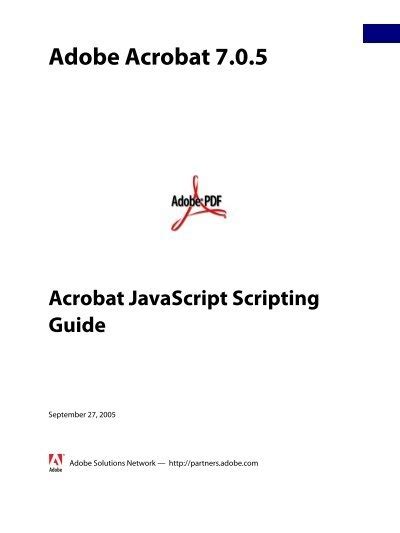 Pdf Acrobat Javascript Scripting Guide Adobe Partners