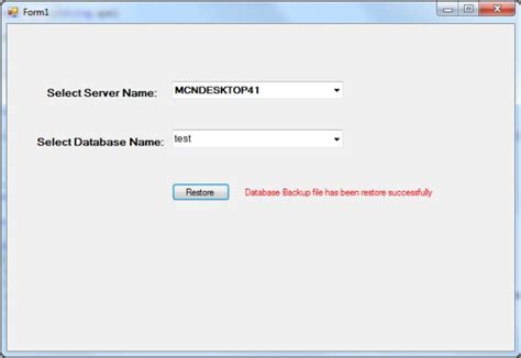 Restore Sql Server Backup File With C