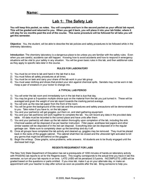 Lab1 Safety Notes Very Helpful Name