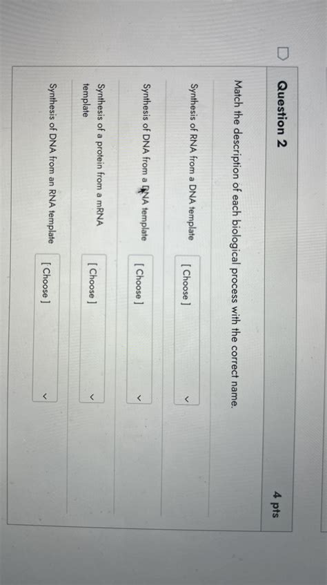Solved Question PtsMatch The Description Of Each Chegg Com