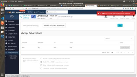 Publisher Error Message When A User With Creator Role Edits The Subscriptions Page Of A