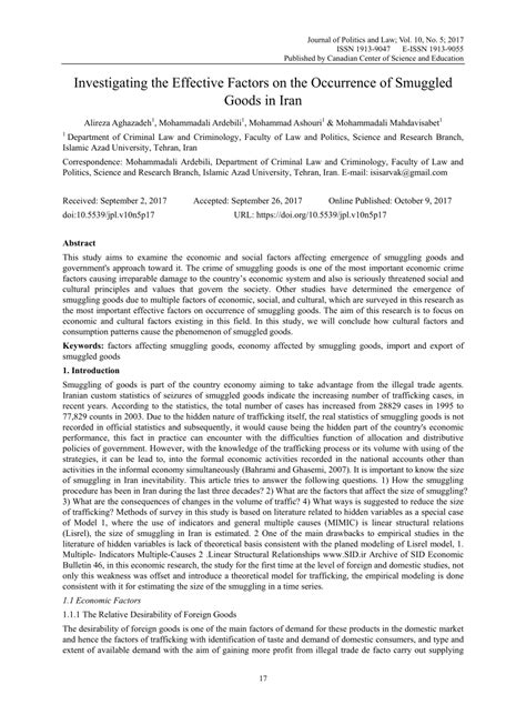 Pdf Investigating The Effective Factors On The Occurrence Of Smuggled Goods In Iran