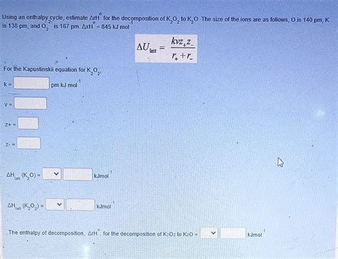 Solved Using an enthalpy cycle estimate ΔrH for the Chegg