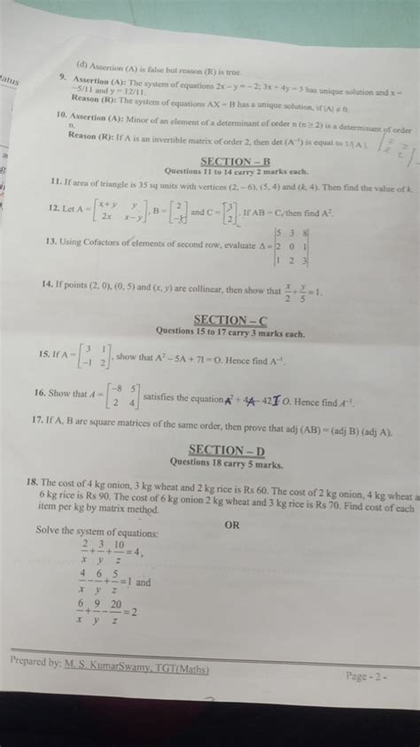 d assertion a is false but reason r is true 9 assertion a the