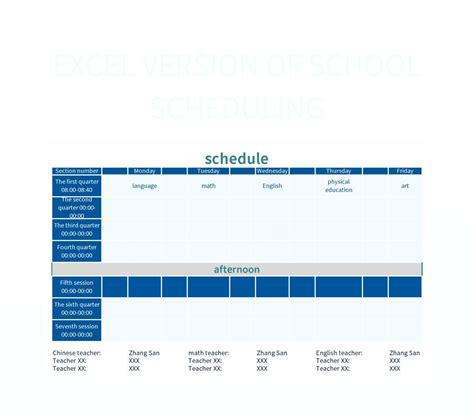 Excel Version Of School Scheduling Excel Template And Google Sheets File For Free Download ...