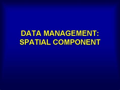 DATA MANAGEMENT SPATIAL COMPONENT RASTER AND VECTOR FORMATS
