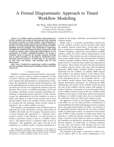 Pdf A Formal Diagrammatic Approach To Timed Workflow Modelling