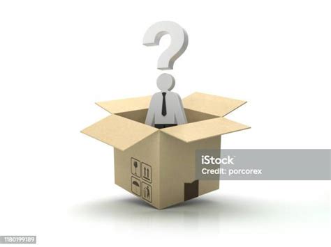 물음표가있는 그림 그람 사람이있는 골판지 상자 3d 렌더링 3차원 형태에 대한 스톡 사진 및 기타 이미지 3차원 형태 It