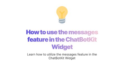 How To Use The Messages Feature In The Chatbotkit Widget