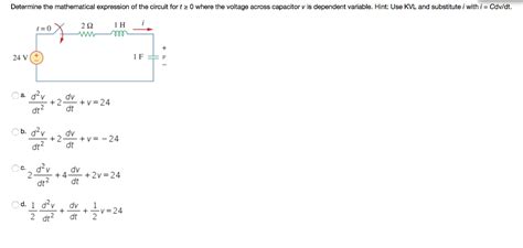 Solved Determine The Mathematical Expression Of The Circuit