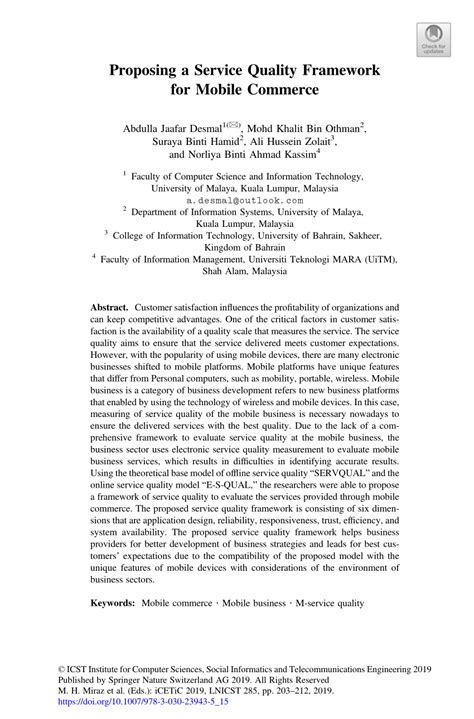 PDF Proposing A Service Quality Framework For Mobile Commerce