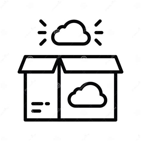 Cloud Box Vector Outline Icon Design Illustration Cloud Computing