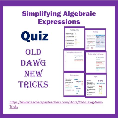 Simplifying Algebraic Expressions Quiz Made By Teachers