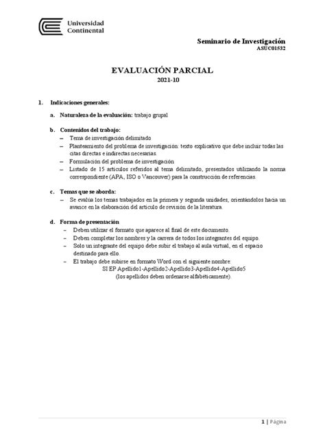Sem Investigacion 2021 2 Evaluacion Parcial Pdf Cognición