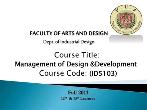 Ppt Course Title Management Of Design Anddevelopment Course Code Id5103 Powerpoint