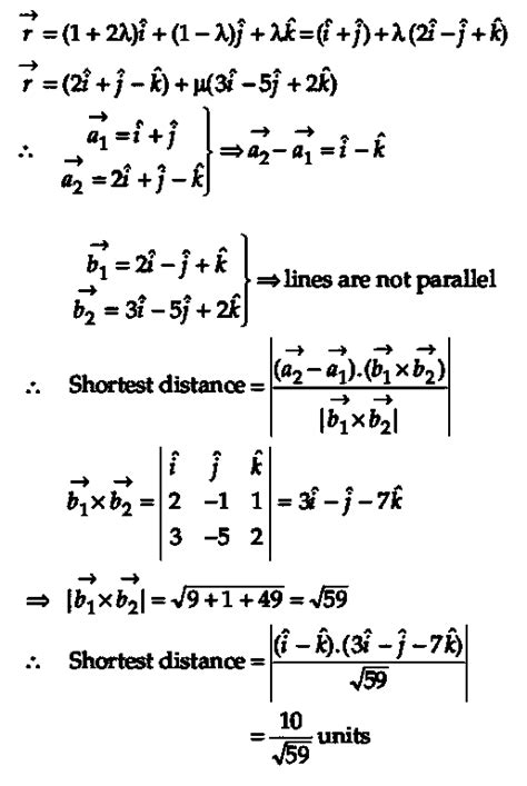 find the shortest distance between the lines vec x 2 i j 1