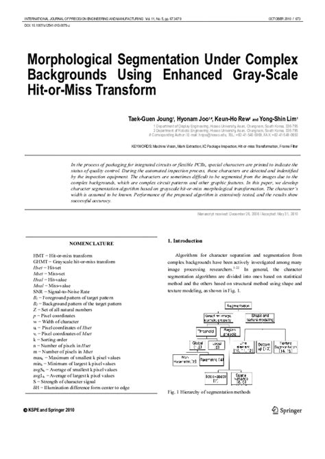 Pdf Morphological Segmentation Under Complex Backgrounds Using