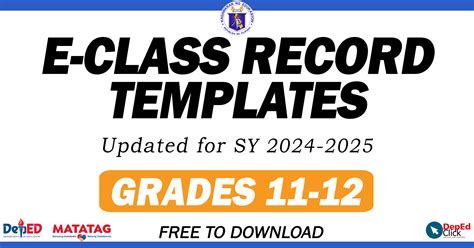 Deped E Class Record Templates Grades 11 12 Sy 2024 2025 Deped Click