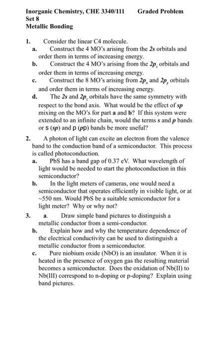 Solved 1 Consider The Linear C4 Molecule A Construct The Chegg Com