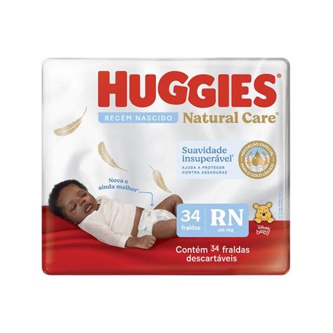 Fralda Huggies Natural Care Mega Rn Pacote C 34 Unidades Jn Fraldas