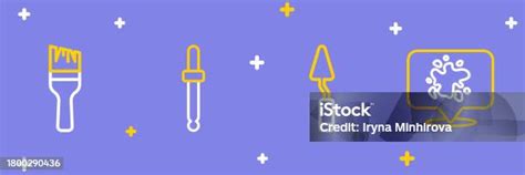 라인 페인트 스프레이 팔레트 나이프 스포이드 색상 선택기 팔레트 및 브러시 아이콘을 설정합니다 벡터 건강관리와 의술에 대한 스톡 벡터 아트 및 기타 이미지 Istock