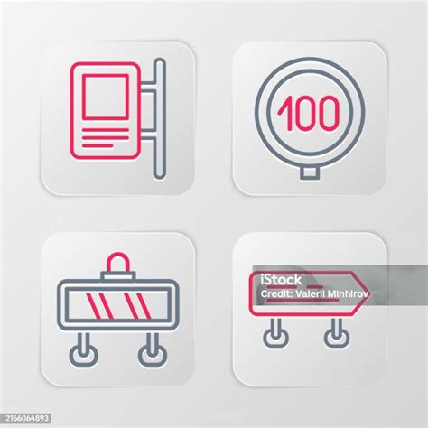 선 도로 교통 표지판 장벽 속도 제한 및 아이콘을 설정합니다 벡터 100에 대한 스톡 벡터 아트 및 기타 이미지 100