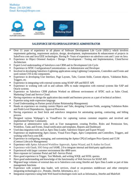 Madhukar Salesforce 11 Yrs Pdf Customer Relationship Management Enterprise Resource Planning