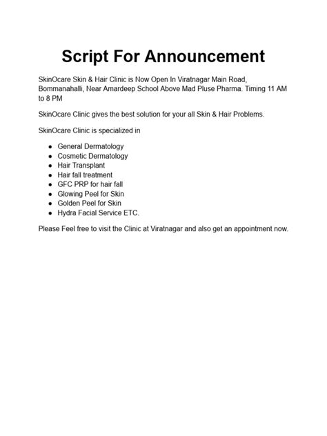 Script For Announcement Pdf
