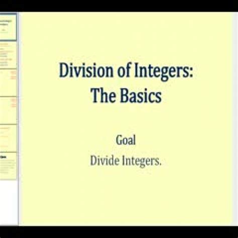 Division Of Integers The Basics