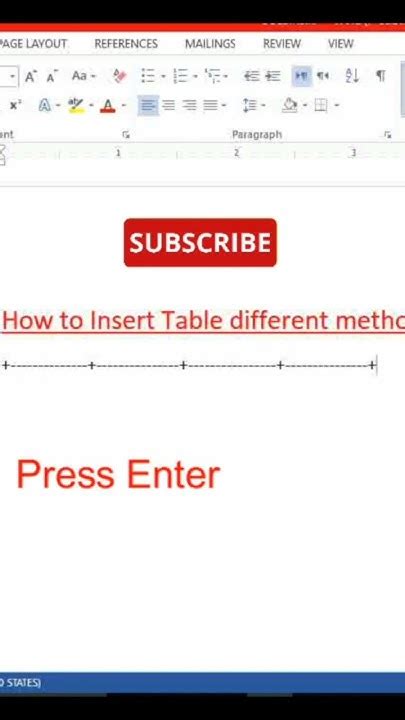 Insert Table Ms Word Youtube