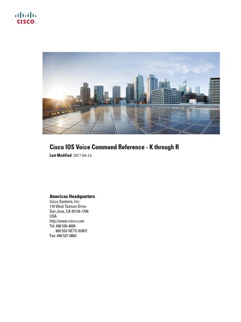 Cisco Ios Voice Command Reference K Through R Americas Headquarters Pdf