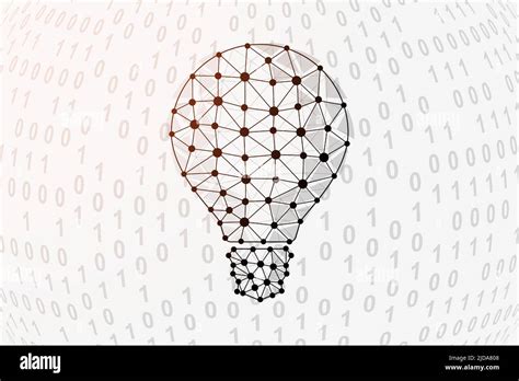 Light Bulb 3d Low Poly Symbol With Binary Code Background Idea Design Vector Illustration