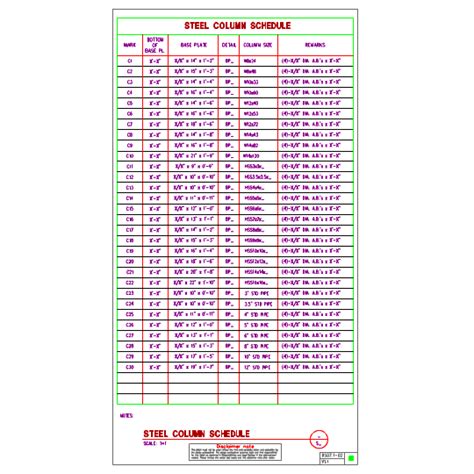 Ns071 Steel Column Schedules Axiomcpl Central Professional Library